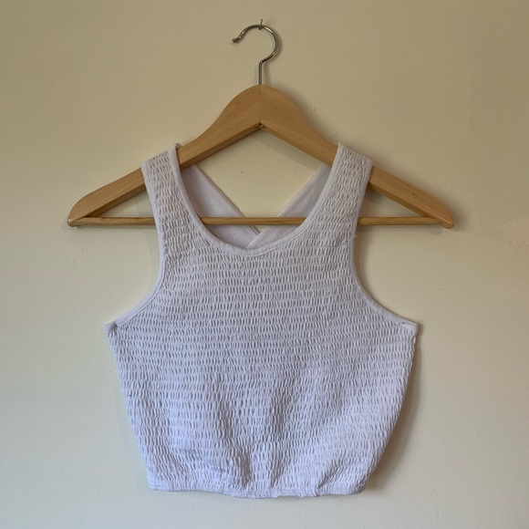 MadRag | Tops | Smocked Halter Crop Tank Top With Crossed Back | Poshmark